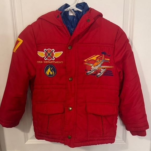 Disney | Jackets & Coats | Disney Red Fire Department Puffer Coat ...